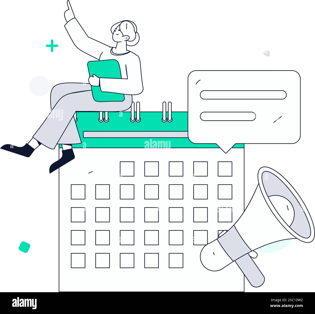 Notification announcement vector creative flat hand drawn illustration ...