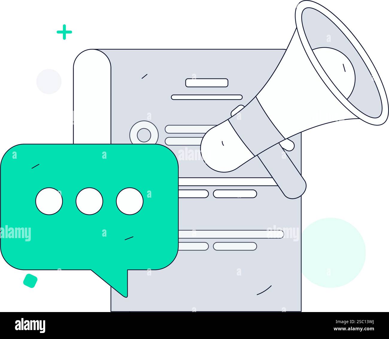 Notification announcement vector creative flat hand drawn illustration ...