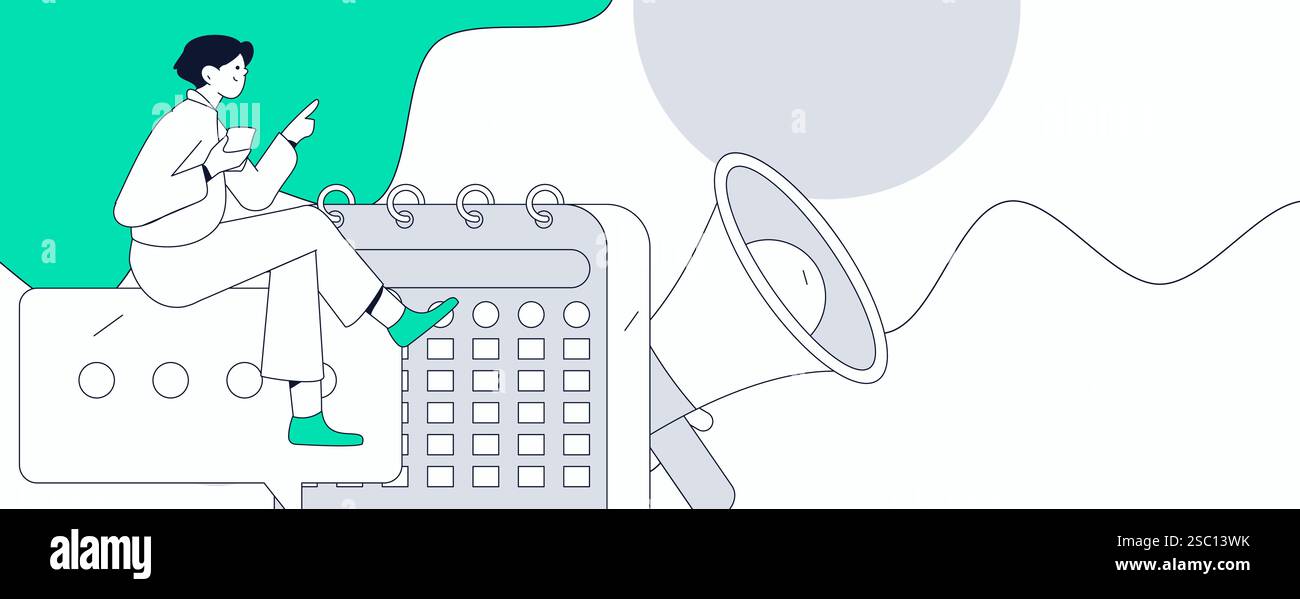 Notification announcement vector creative flat hand drawn illustration ...