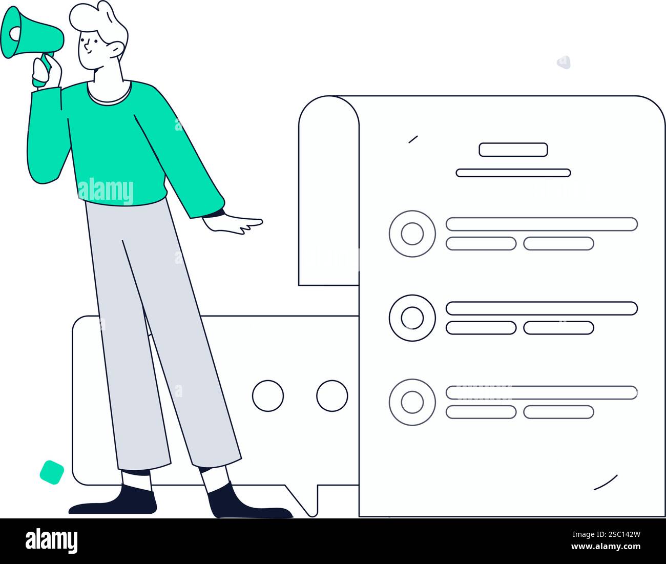 Notification announcement vector creative flat hand drawn illustration ...