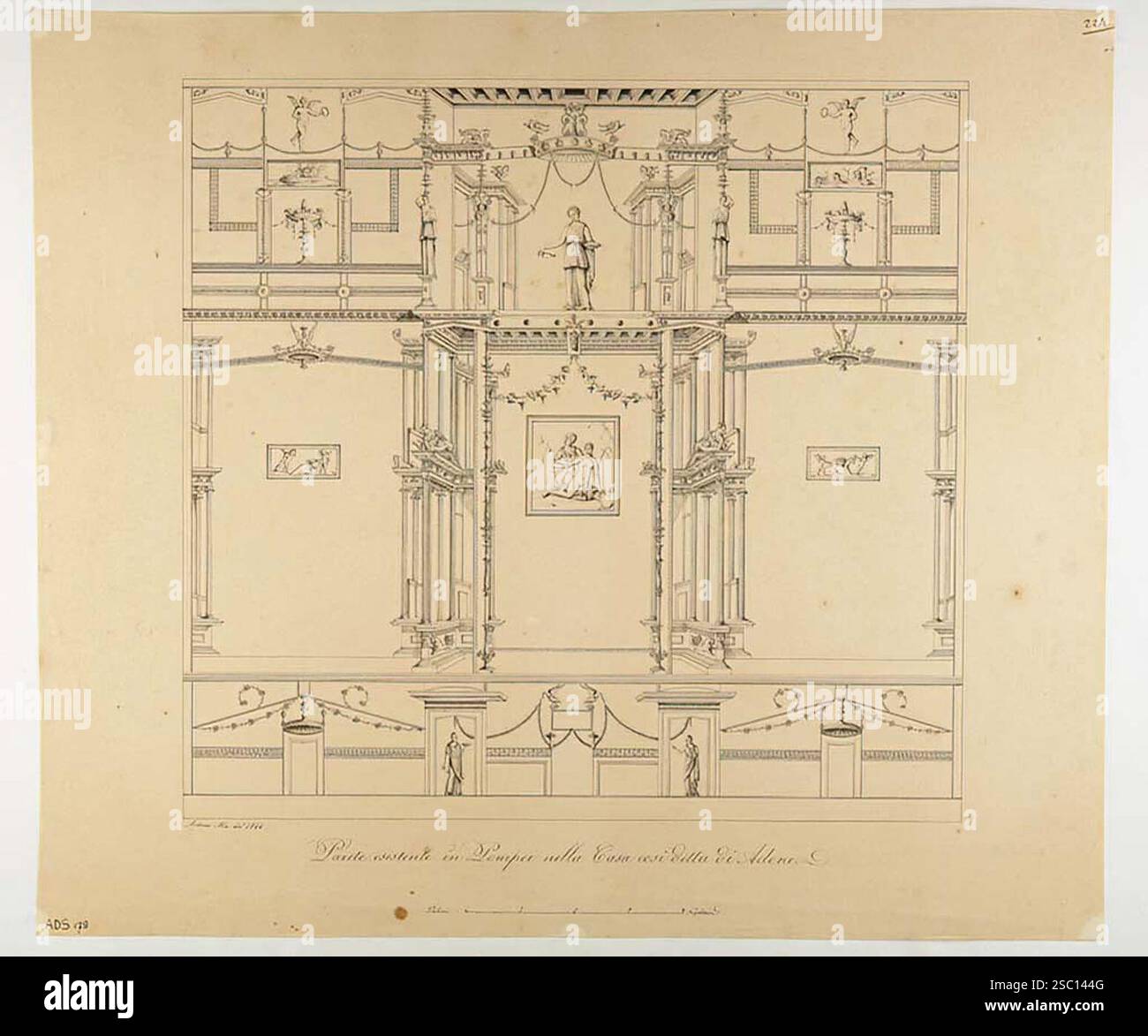 House of Adonis and Venus VI 7,18 Pompeii Pen and ink drawing by ...