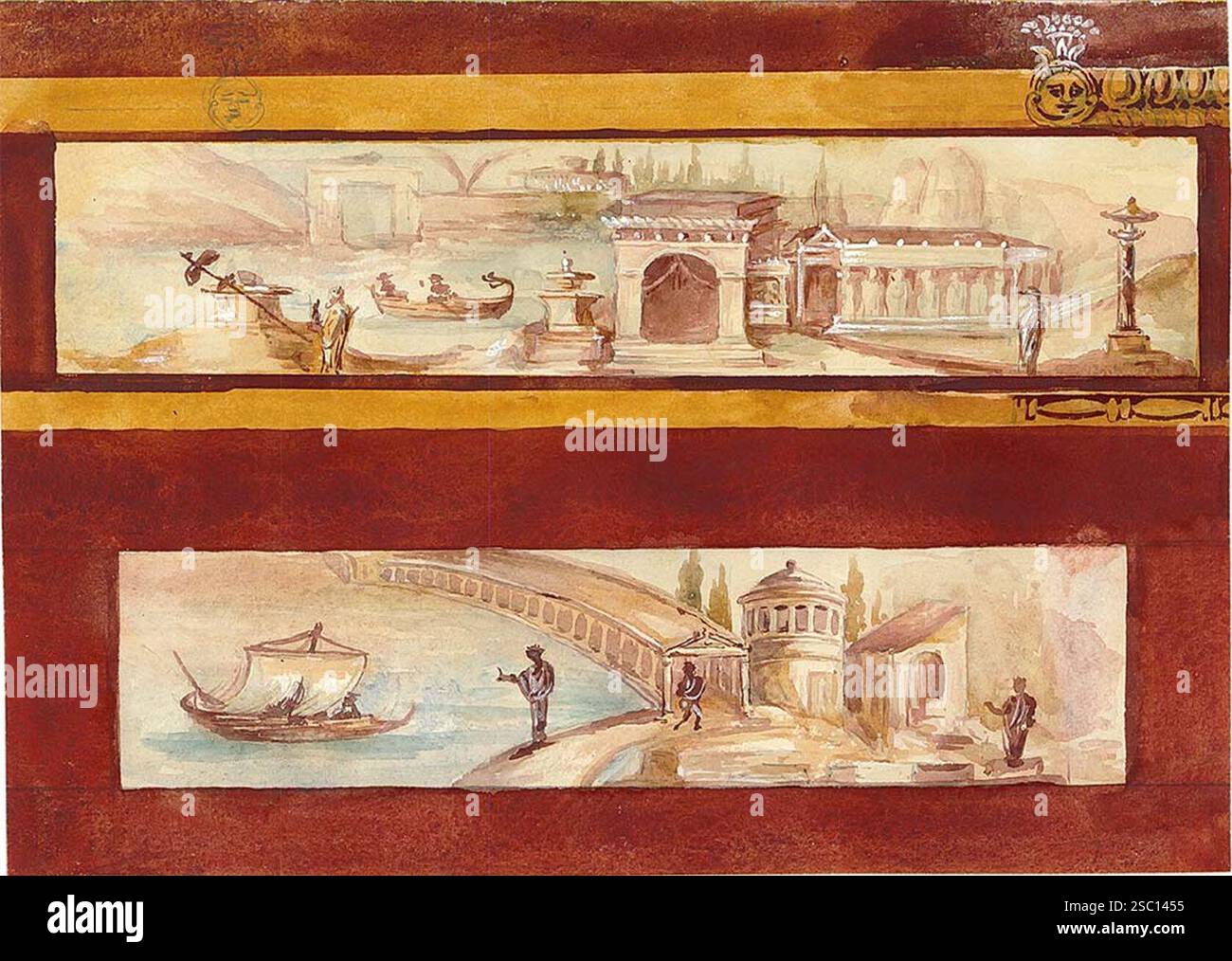 House of Adonis and Venus VI 7,18 Pompeii 19th century Drawing of two ...