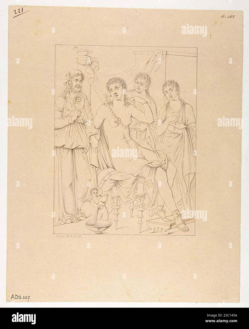 House of Adonis and Venus VI 7,18 Pompeii 19th century Pen and ink ...