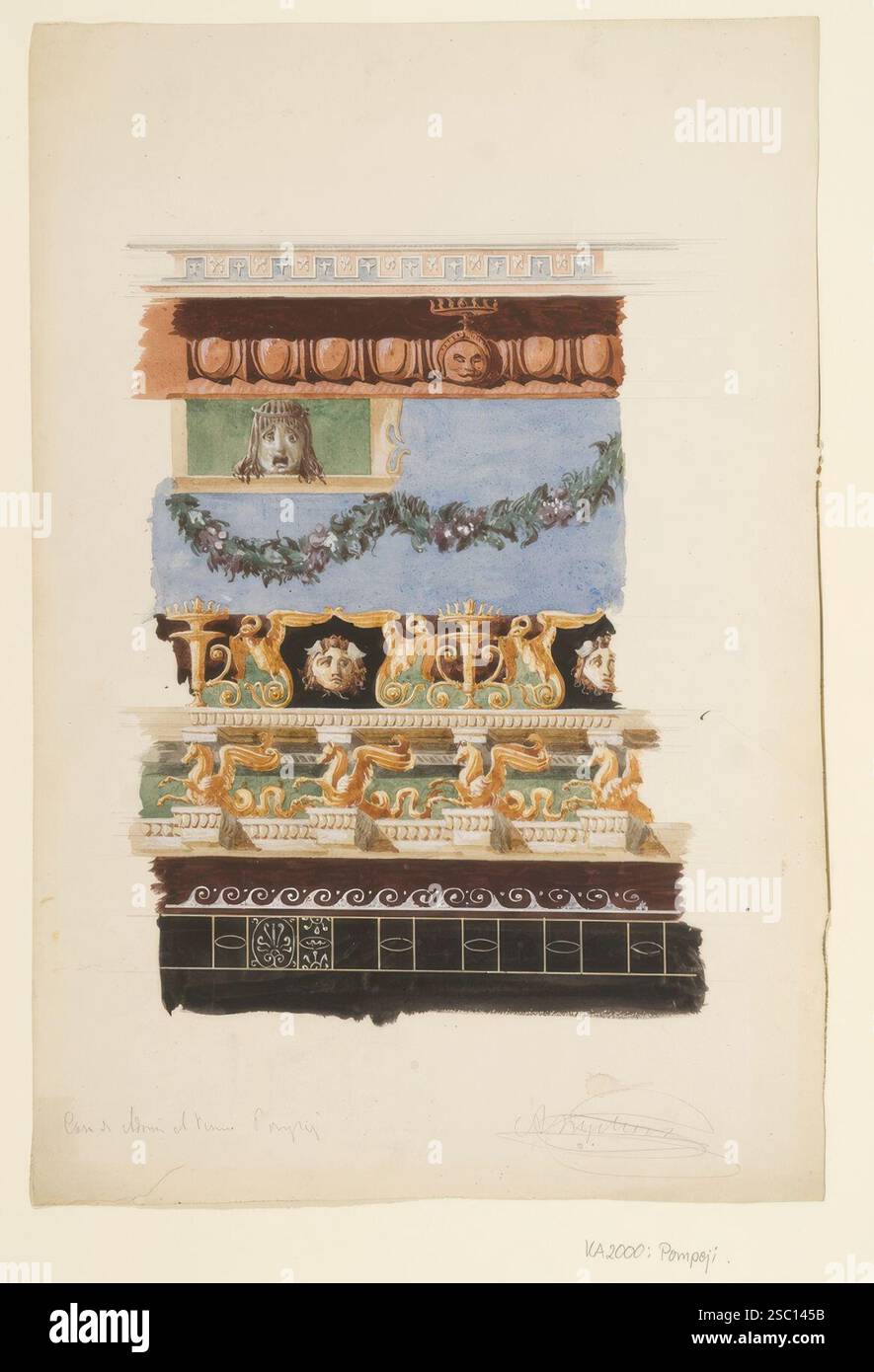 House of Adonis and Venus VI 7,18 Pompeii 1861 Watercolor by Axel ...