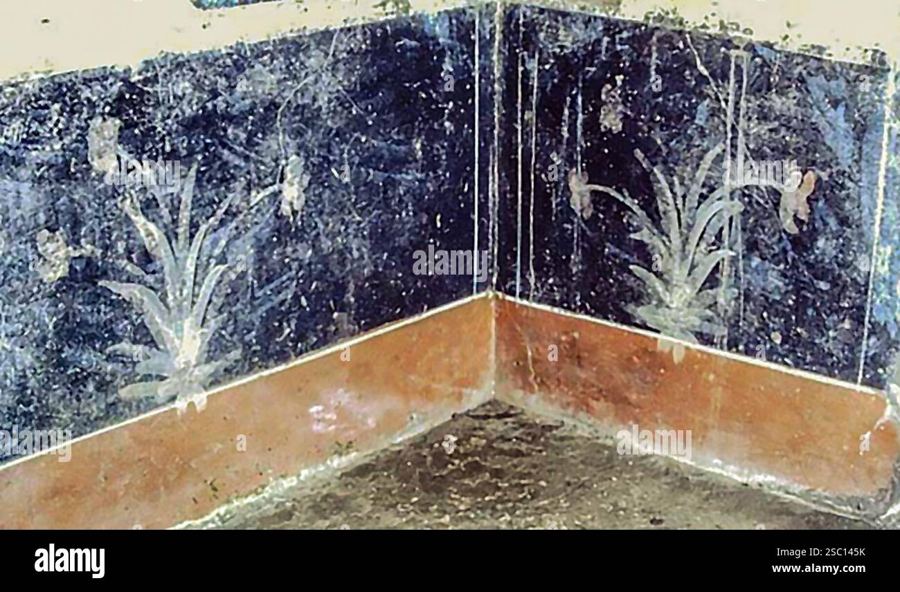 House of Arches Pompeii Room (i), painted black plinth and red plinth ...