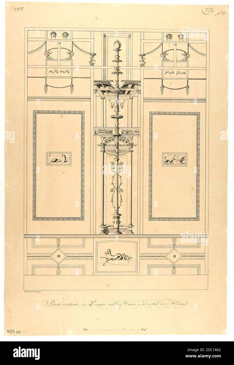 House of Adonis and Venus VI 7,18 Pompeii 19th century Pen and ink ...