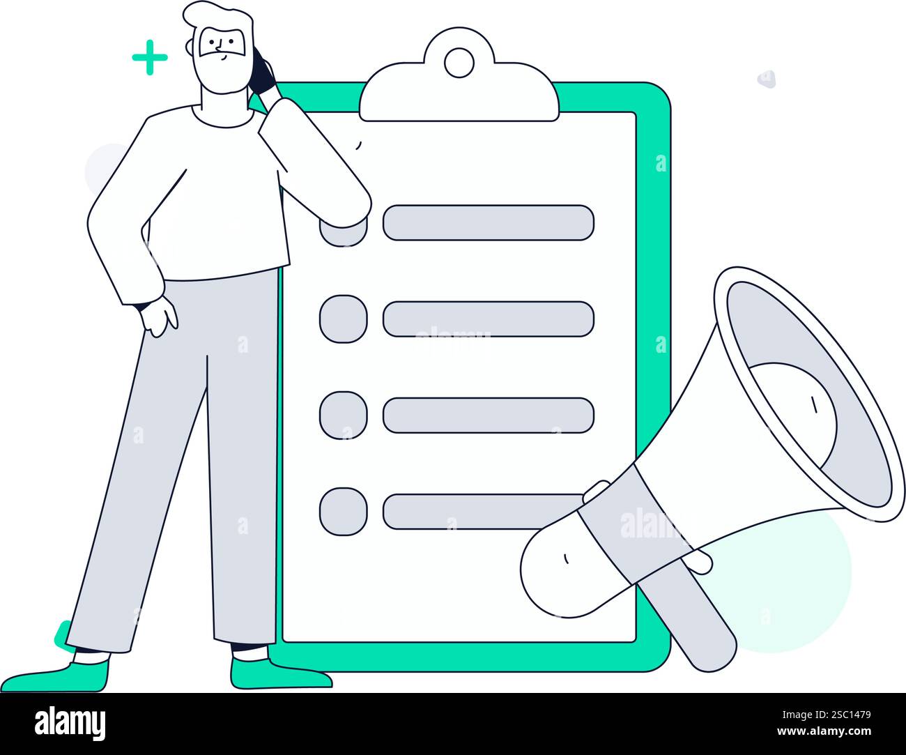 Notification announcement vector creative flat hand drawn illustration ...