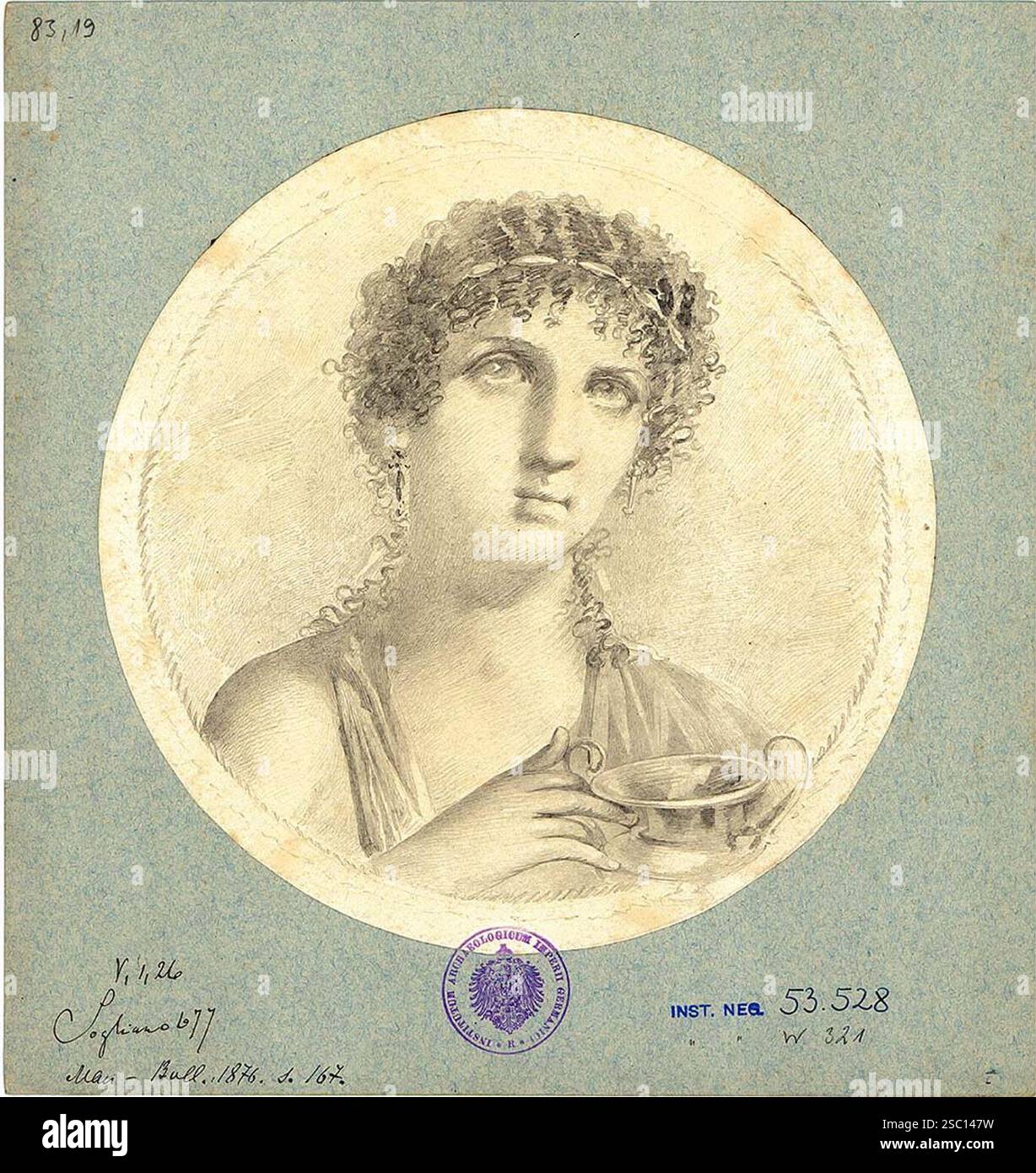 House of L Caecilius Jucundus 1879 Room 16, Bell drawing of portrait ...