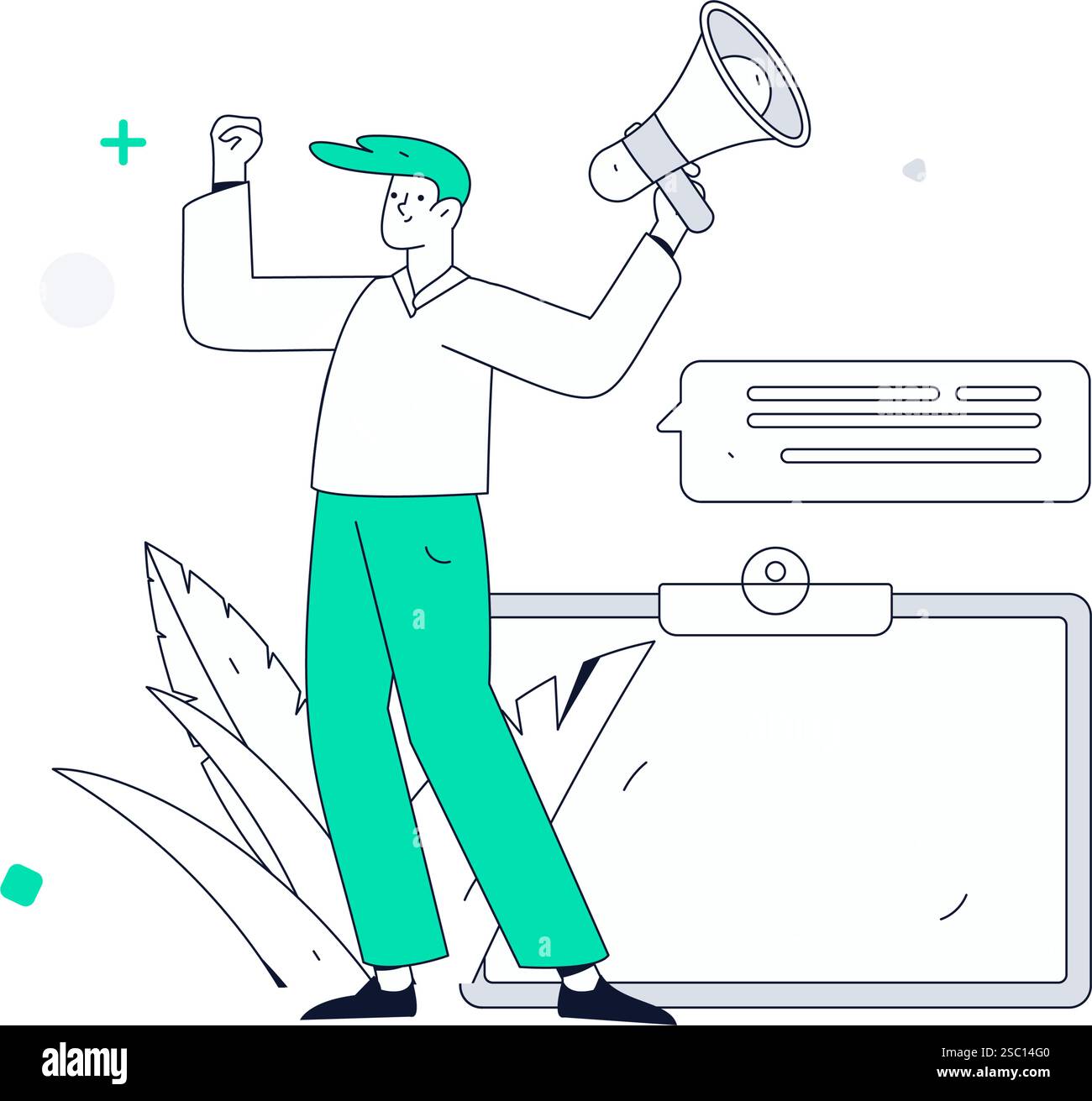 Notification announcement vector creative flat hand drawn illustration ...