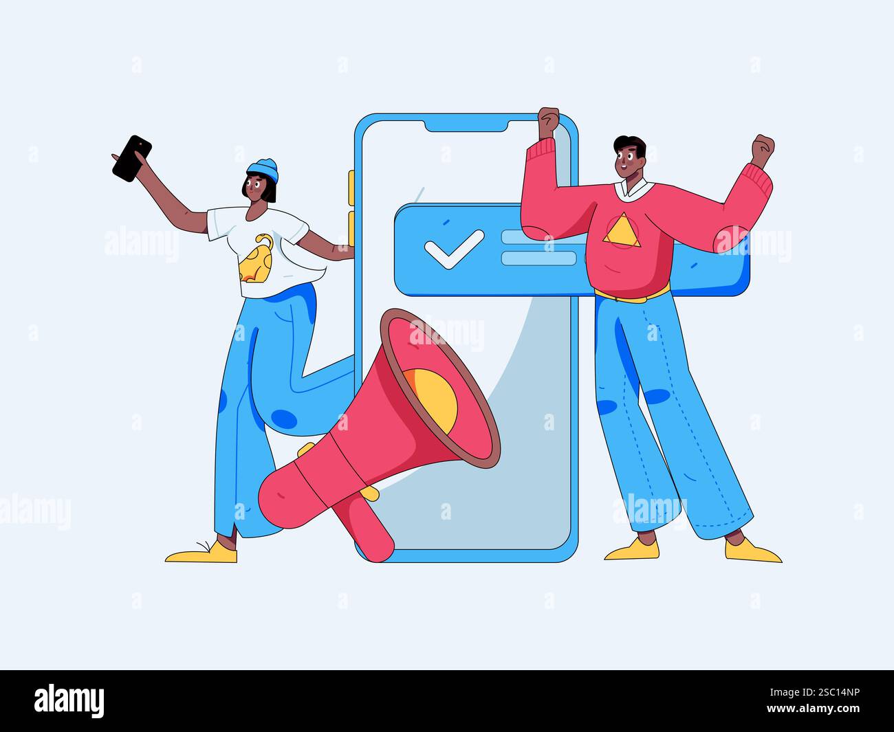 Notification announcement vector creative flat hand drawn illustration ...