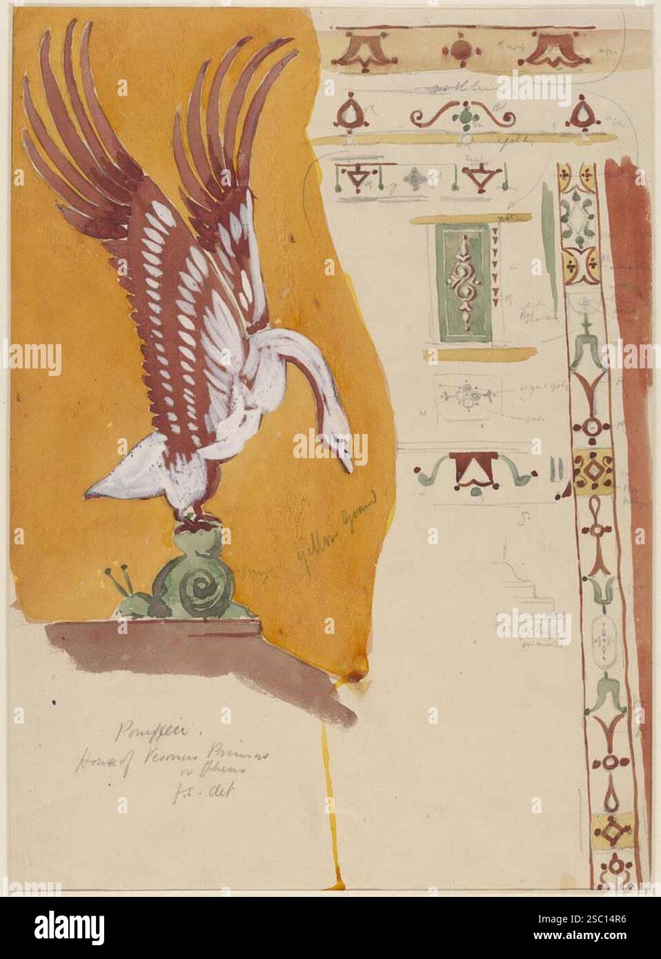 House of Orpheus 1870s painting by Sydney Vacher of detail of painted ...