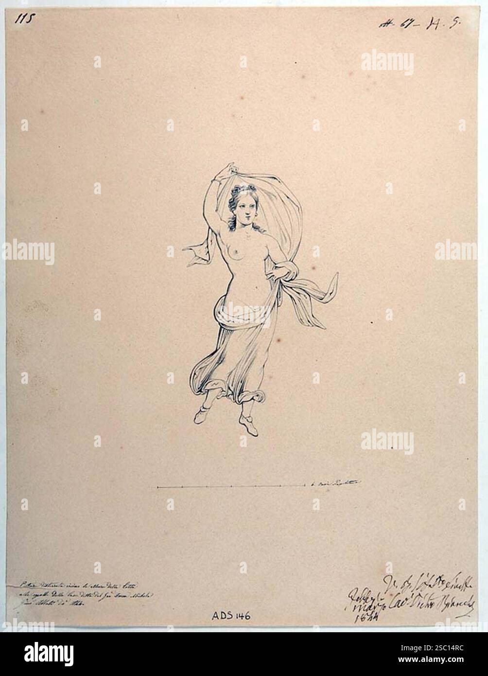 House of Neptune Pompeii Drawing by Giuseppe Abbate, 1844, floating ...