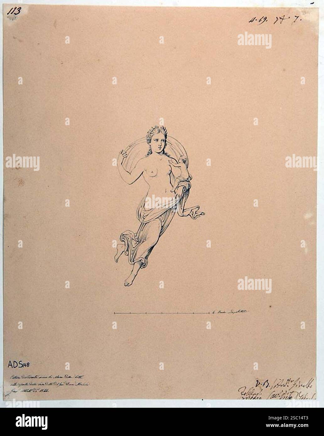 House of Neptune Pompeii Drawing by Giuseppe Abbate, 1844, floating ...