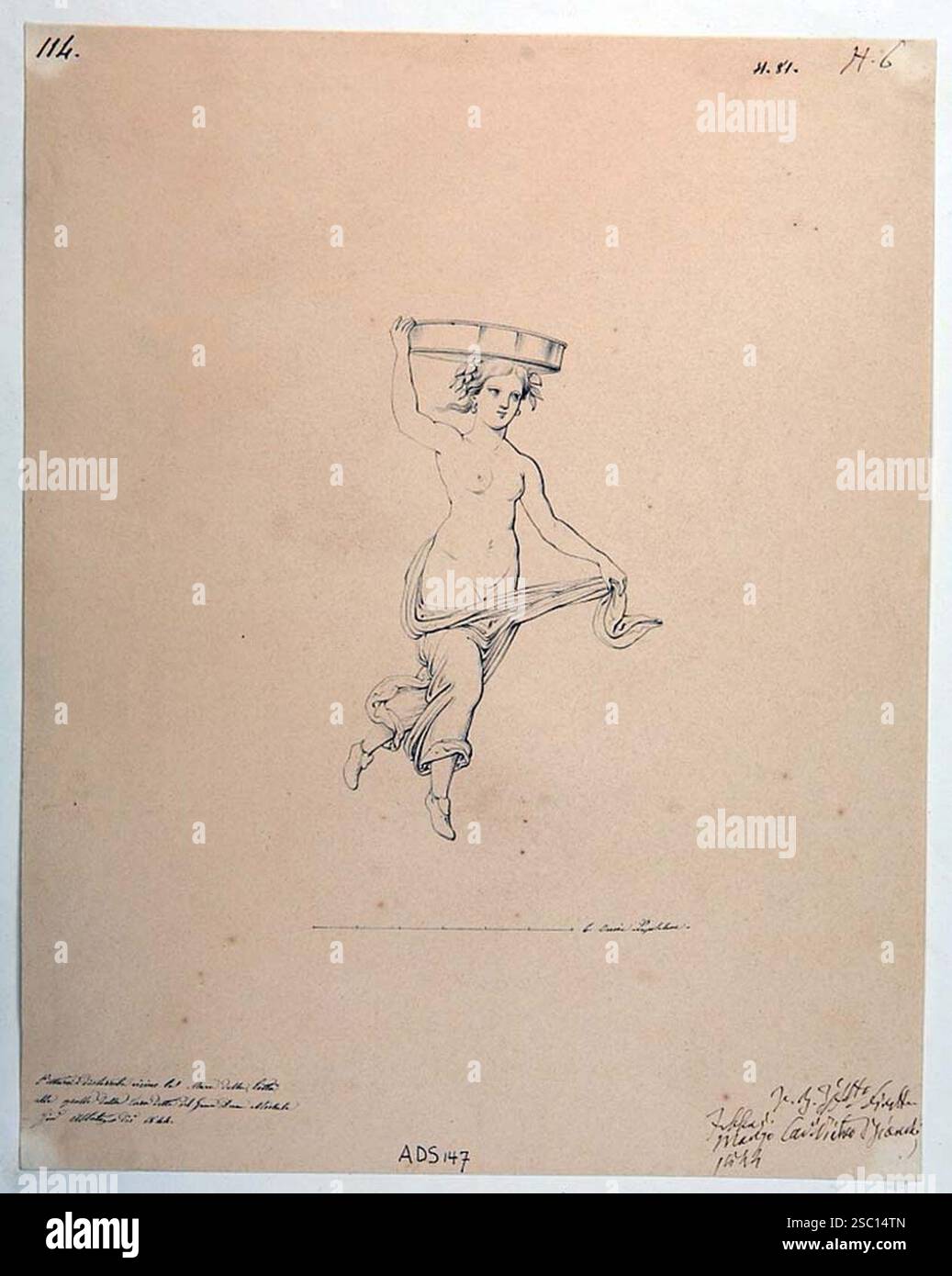 House of Neptune Pompeii Drawing by Giuseppe Abbate, 1844, floating ...