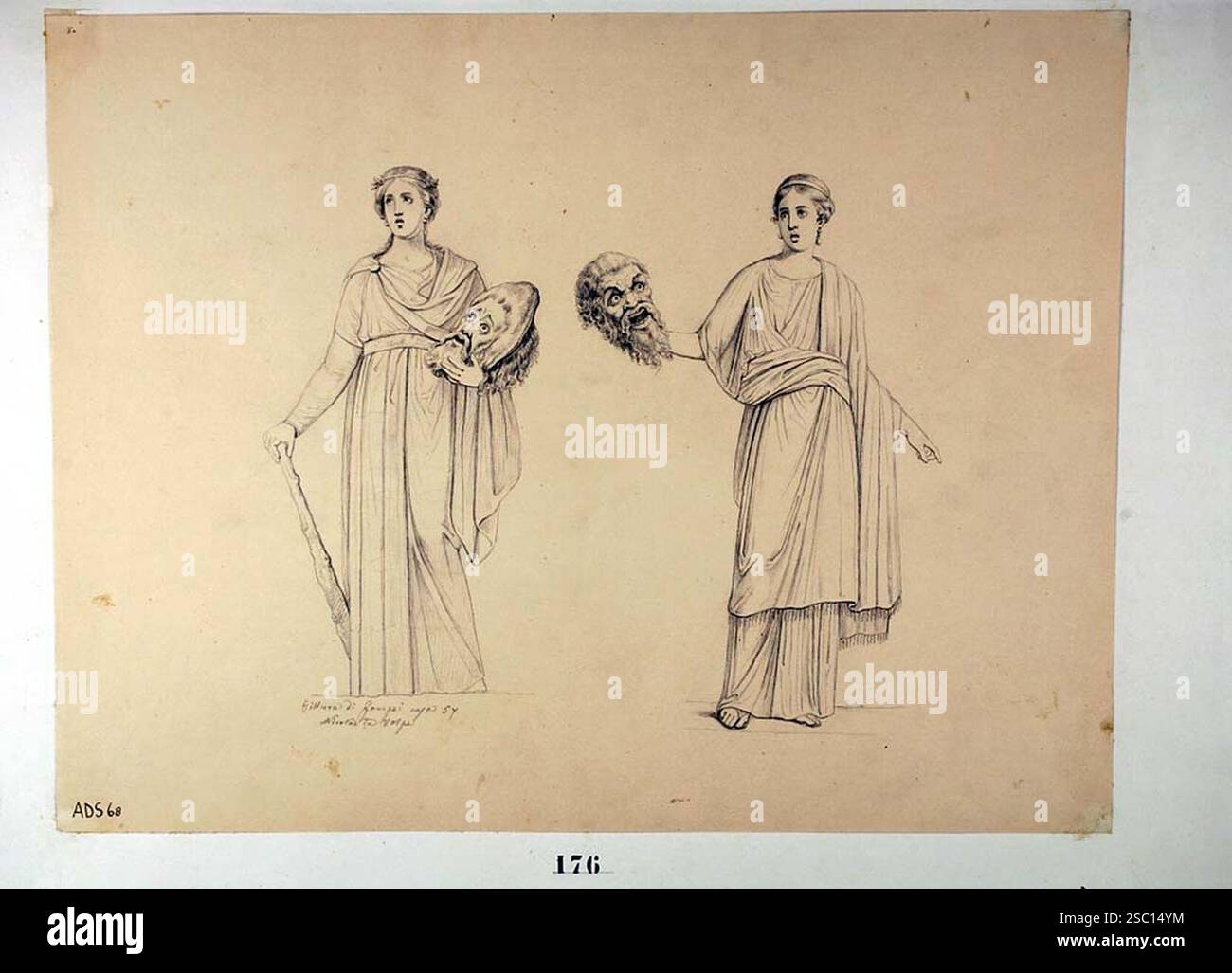 House of Siricus Exedra 10 Drawing by Nicola La Volpe of Muse Melpomene ...