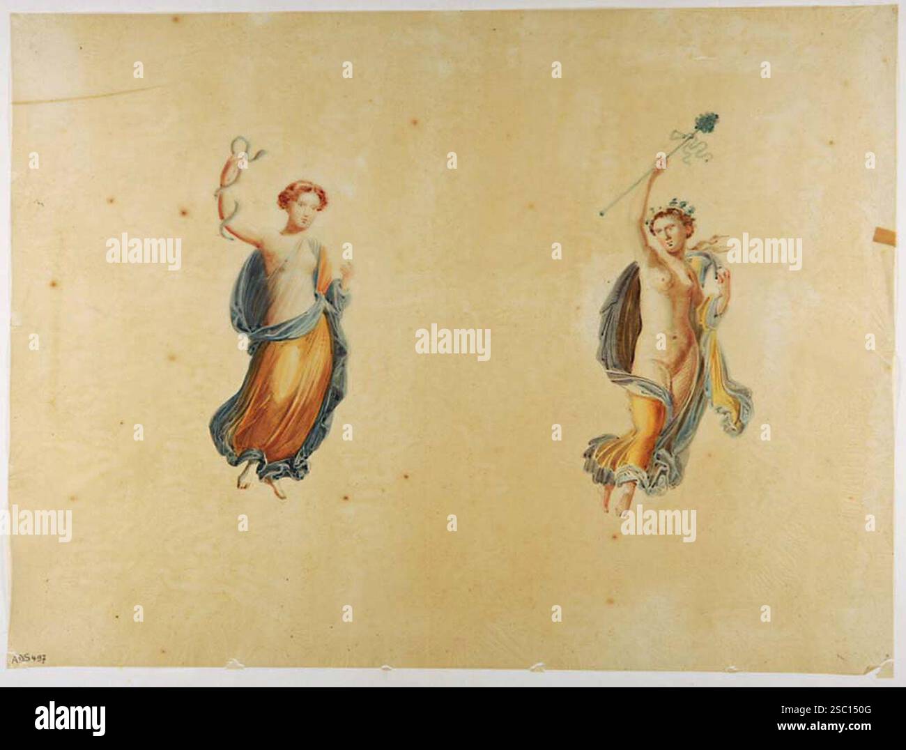 House of Siricus 19th century painting Room 8, Maenads from side panels ...