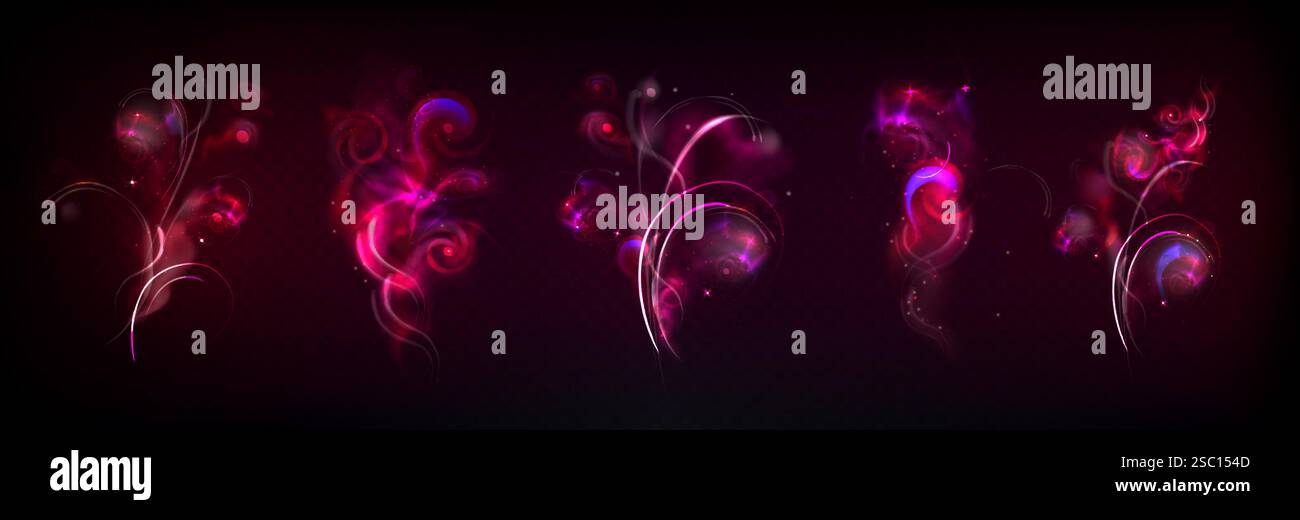 Pink magic wand effects set isolated on transparent background. Vector ...