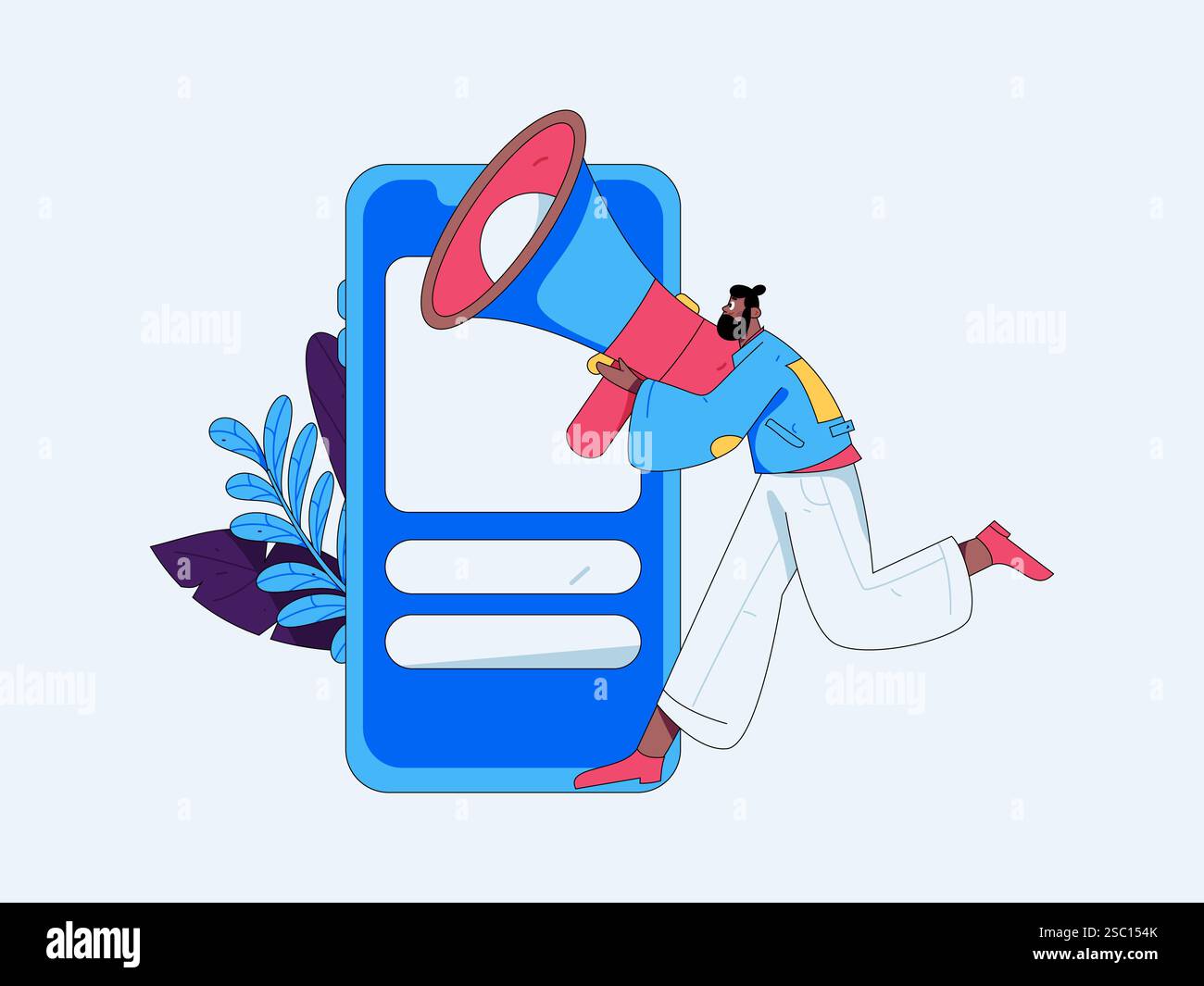 Notification announcement vector creative flat hand drawn illustration ...