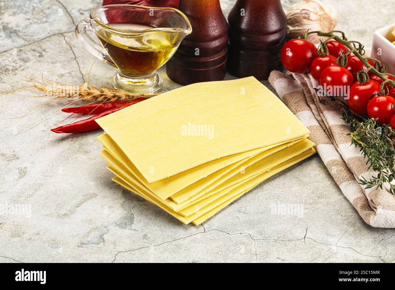 Italian cuisine - dry lasagna sheets for cooking Stock Photo - Alamy