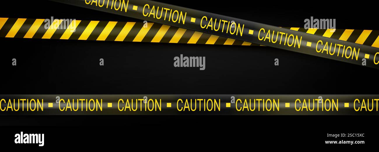 Diagonal black and yellow warning tape stripes pattern with caution ...