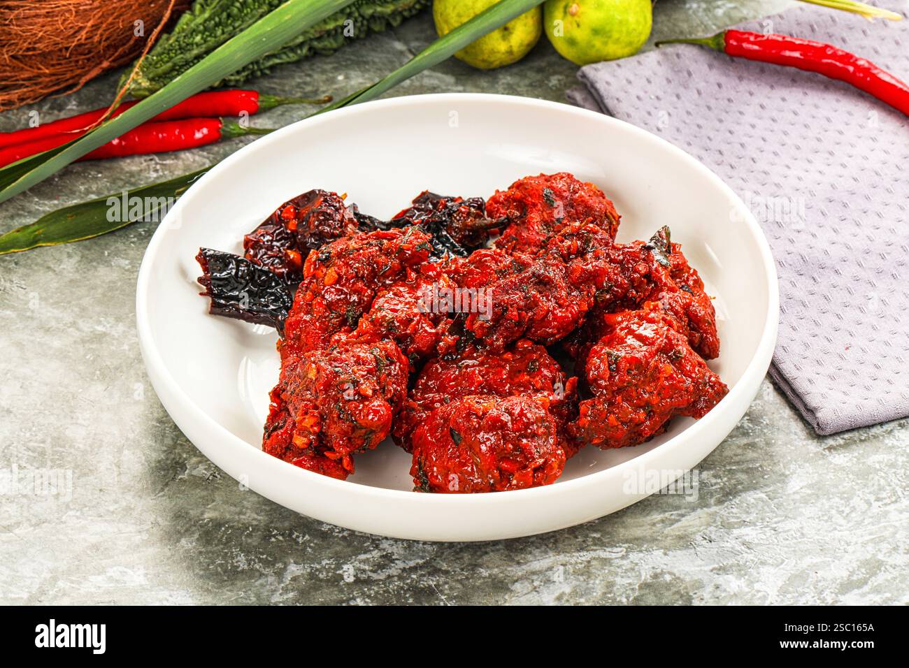 Indian cuisene - tandoori spicy Chicken 65 Stock Photo - Alamy