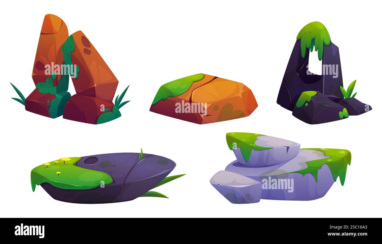 Stones covered moss in Cut Out Stock Images & Pictures - Alamy