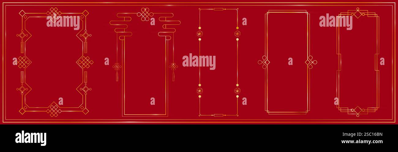 Chinese golden frame collection - traditional oriental border designs ...