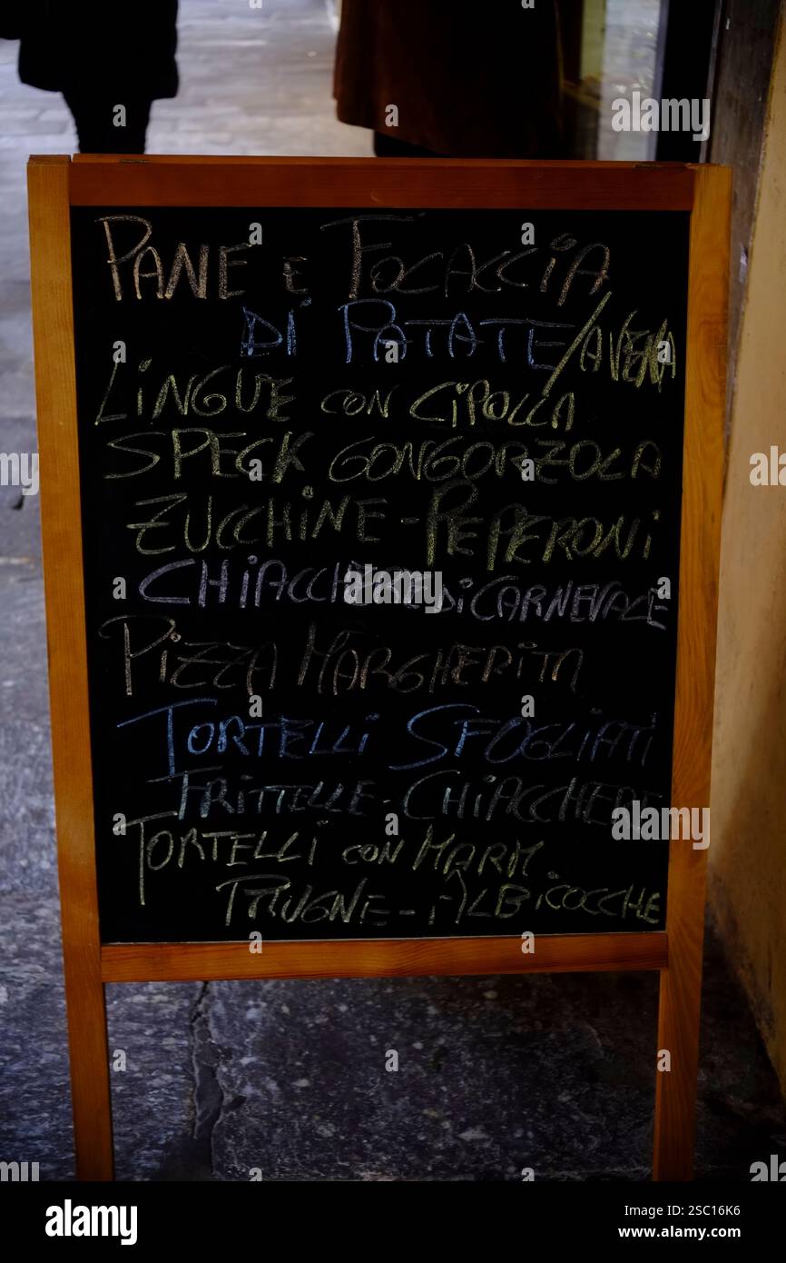 Busseto, Parma, Italy - January 31st 2025 Handwritten chalkboard menu ...