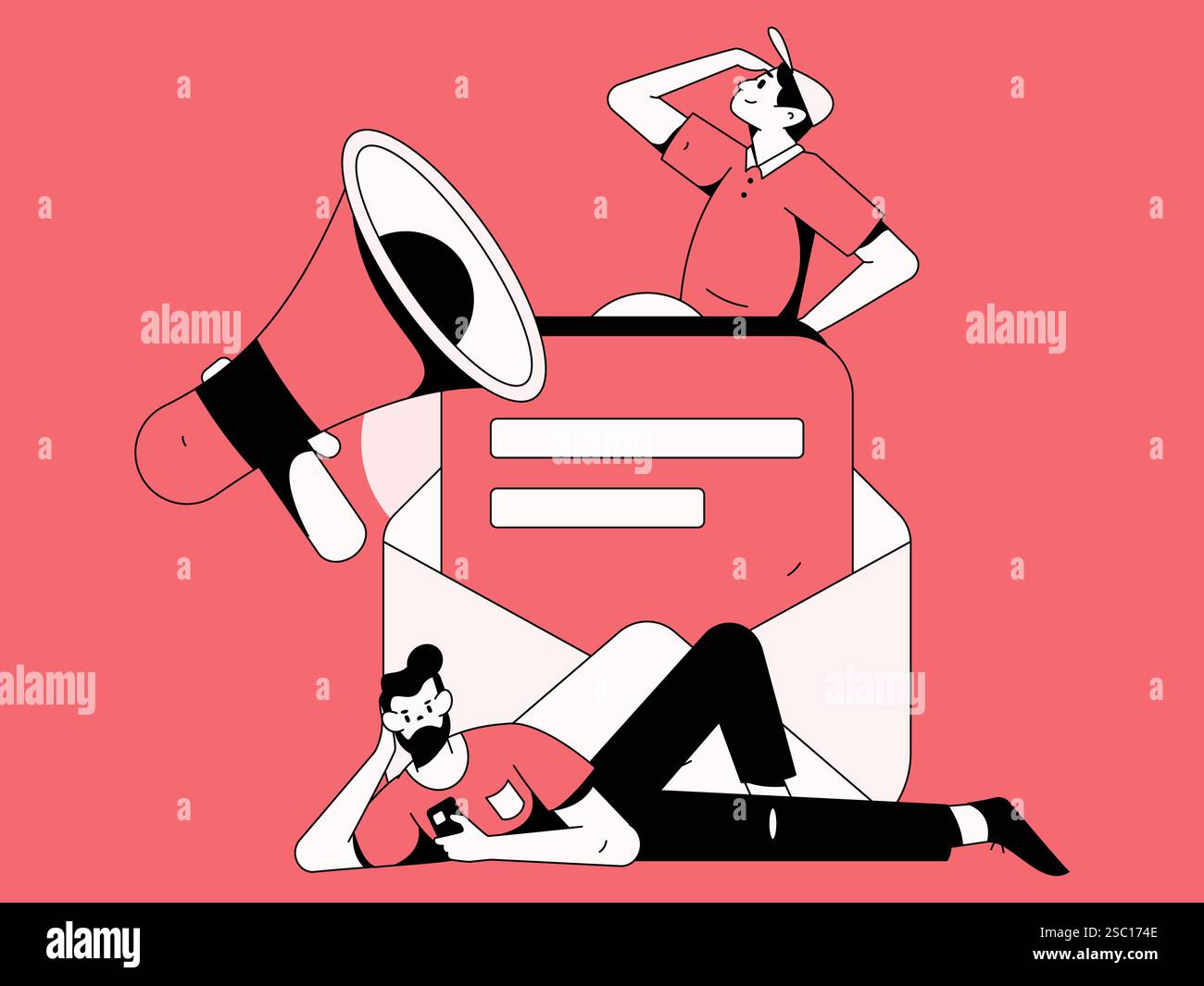 Notification announcement vector creative flat hand drawn illustration ...