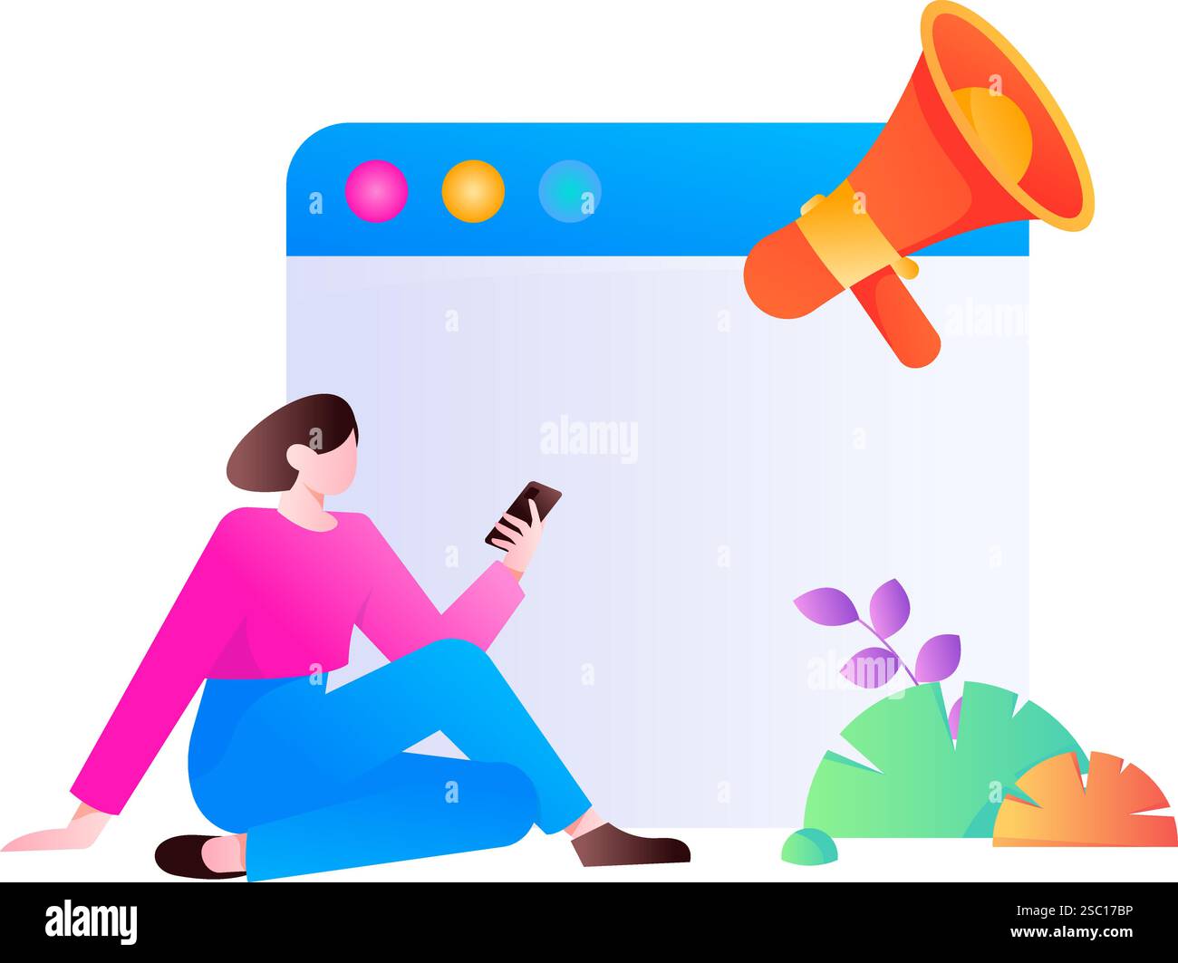 Notification announcement vector creative flat hand drawn illustration ...