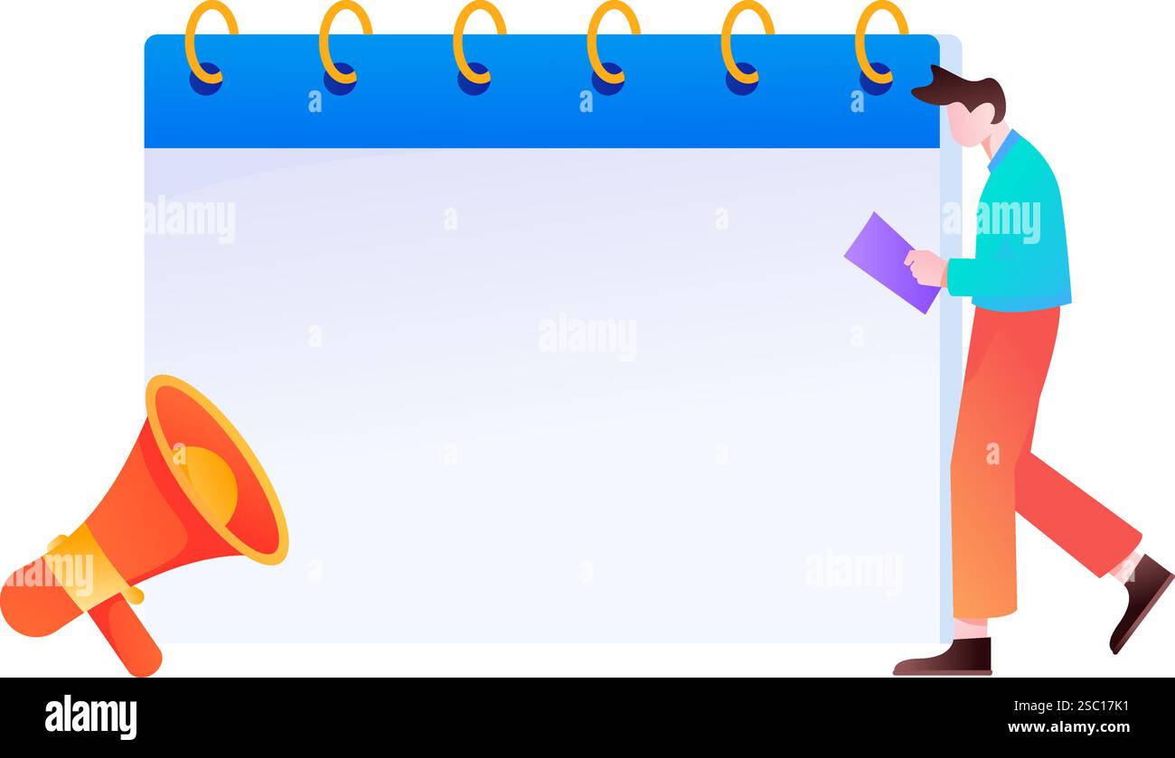 Notification announcement vector creative flat hand drawn illustration ...