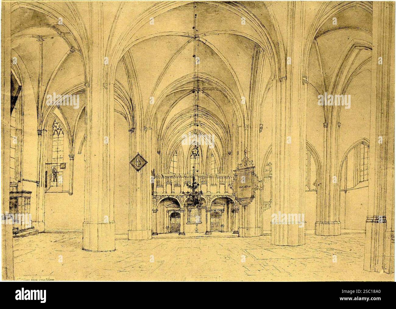 Interieur van de Cunerakerk te Rhenen het schip gezien naar het koor ...