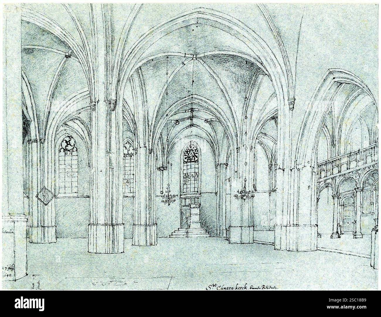 Interieur van de Cunerakerk te Rhenen het noordertransept met links een ...