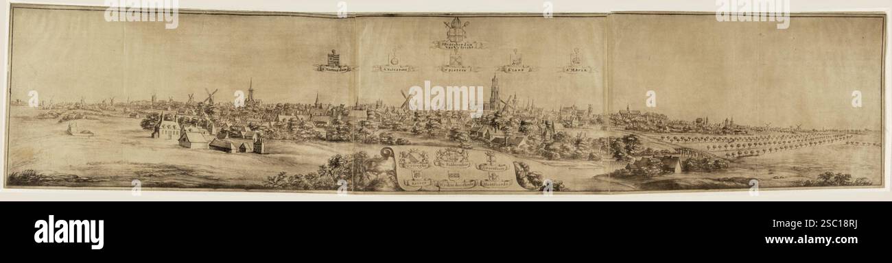 Panorama van de stad Utrecht uit het noordwesten gezien met links de ...