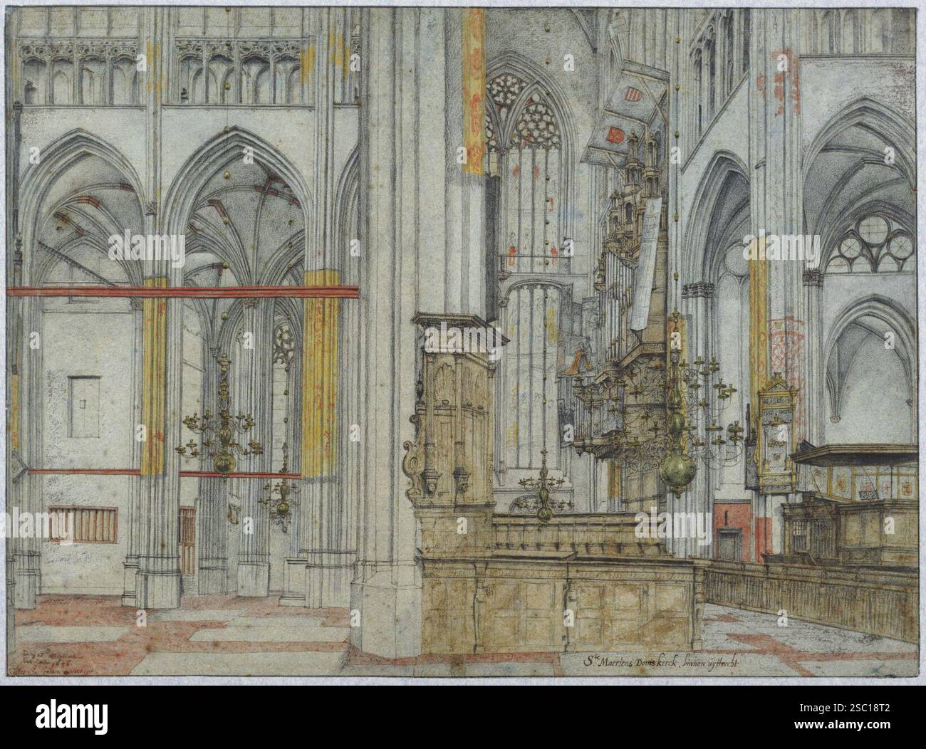Interieur van de Domkerk het schip en de noordertranseptarm uit het ...