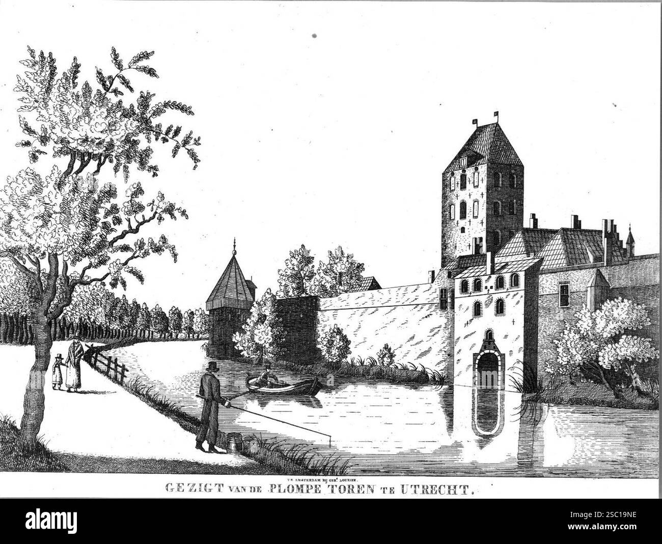Gezicht vanaf de singel over de stadsbuitengracht op de stadswal te ...