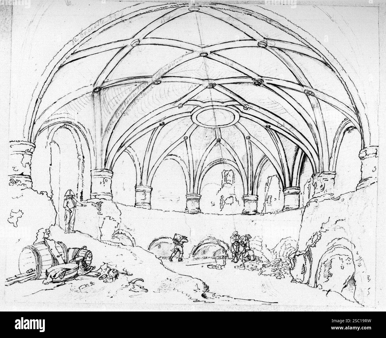 Gezicht in het zuidwestelijke bastion van kasteel Vredenburg te Utrecht ...