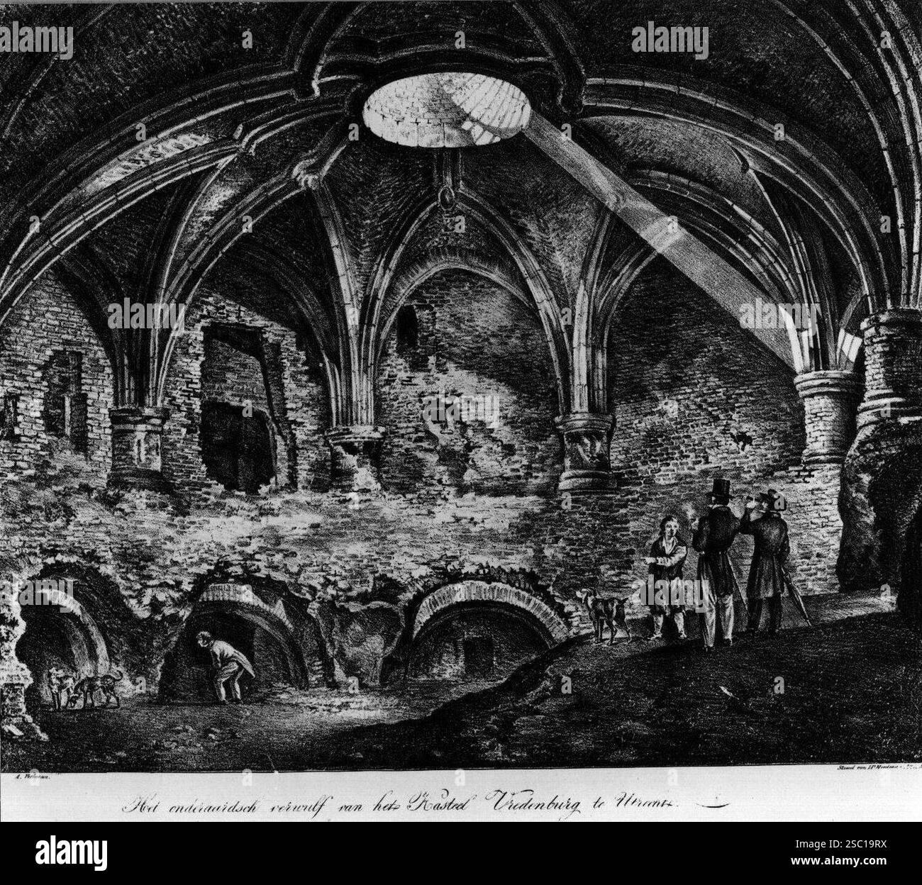 Gezicht in het zuidwestelijke bastion van kasteel Vredenburg te Utrecht ...