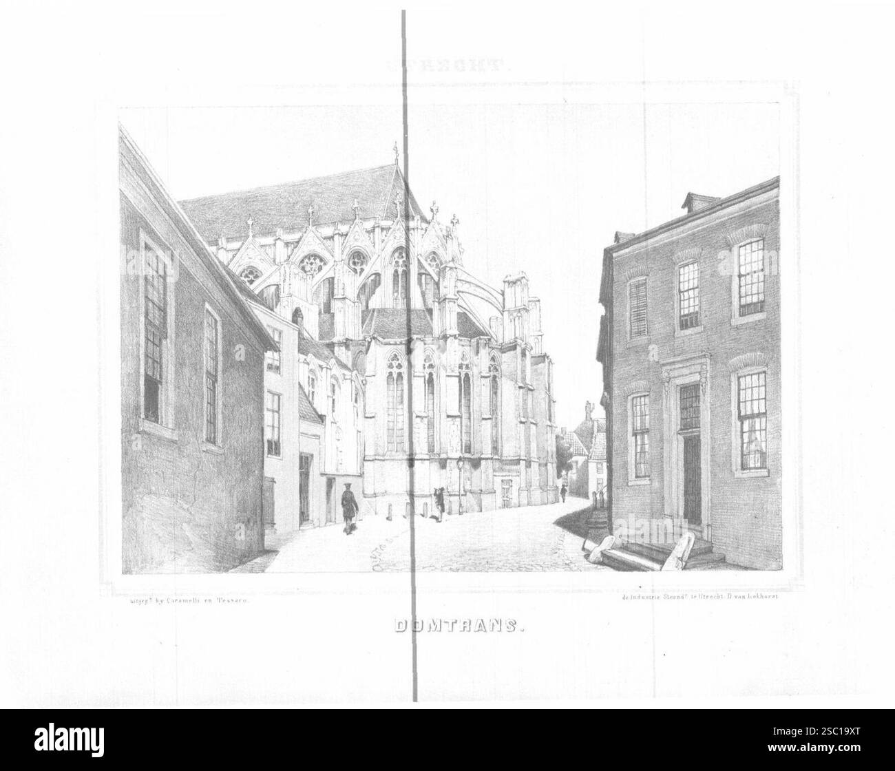 Gezicht vanuit Achter de Dom te Utrecht op het koor van de Domkerk uit ...