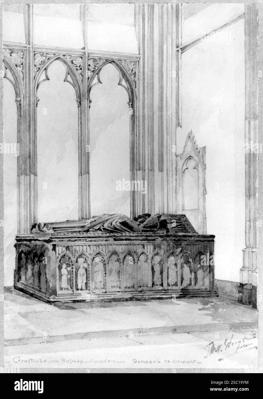 Interieur van de Domkerk te Utrecht gezicht vanuit de zuidelijke ...