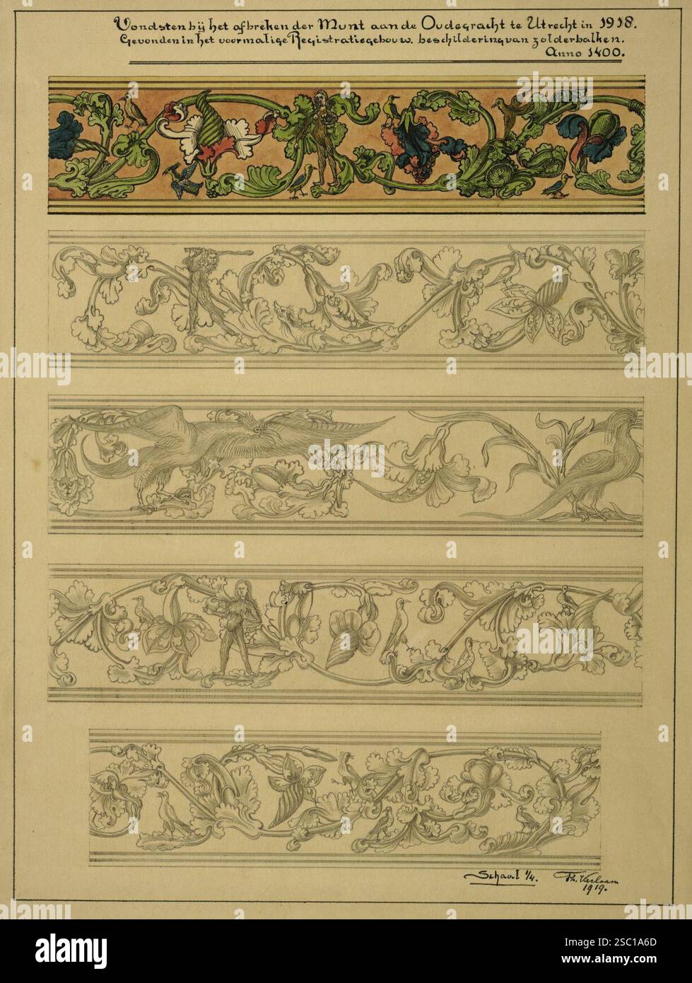 Afbeelding van enige onderdelen van geschilderde ranken op ...