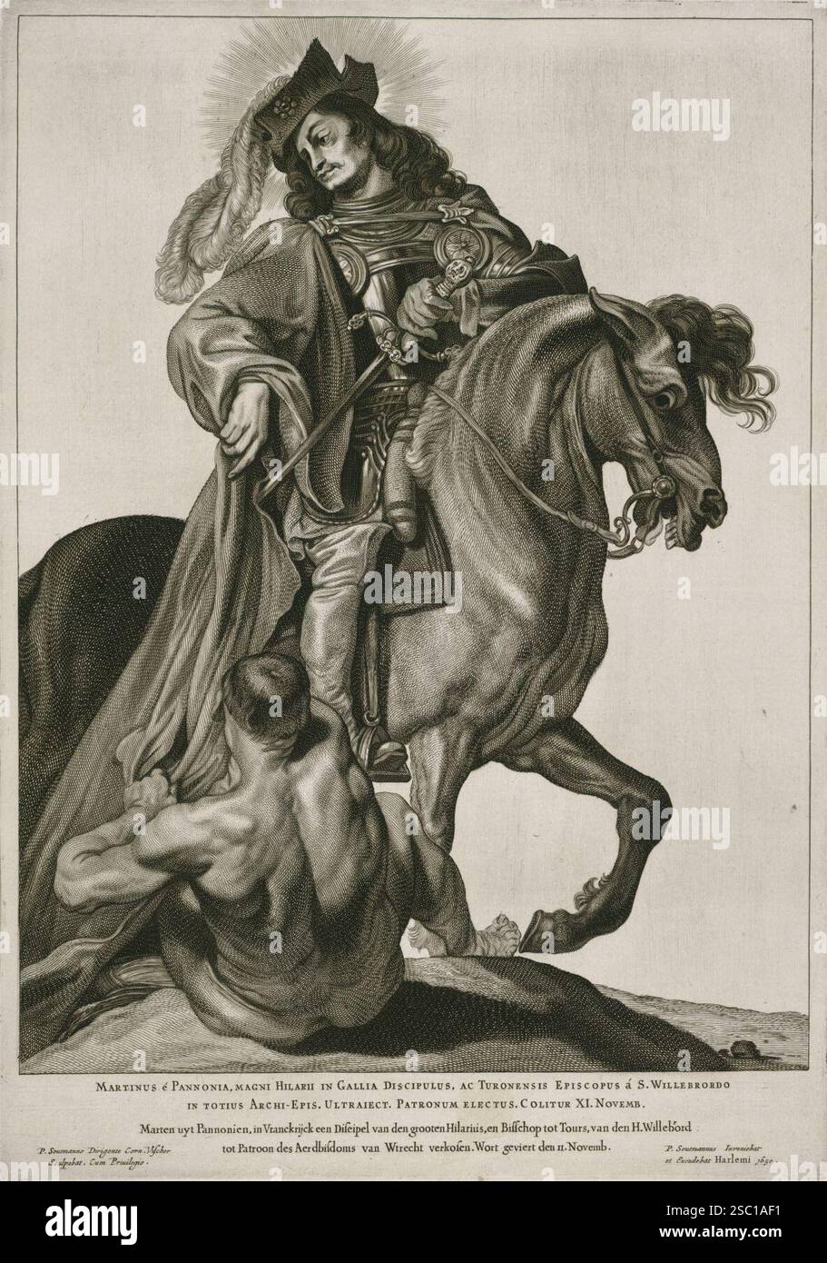 Afbeelding van Sint Maarten te paard die een deel van zijn mantel ...