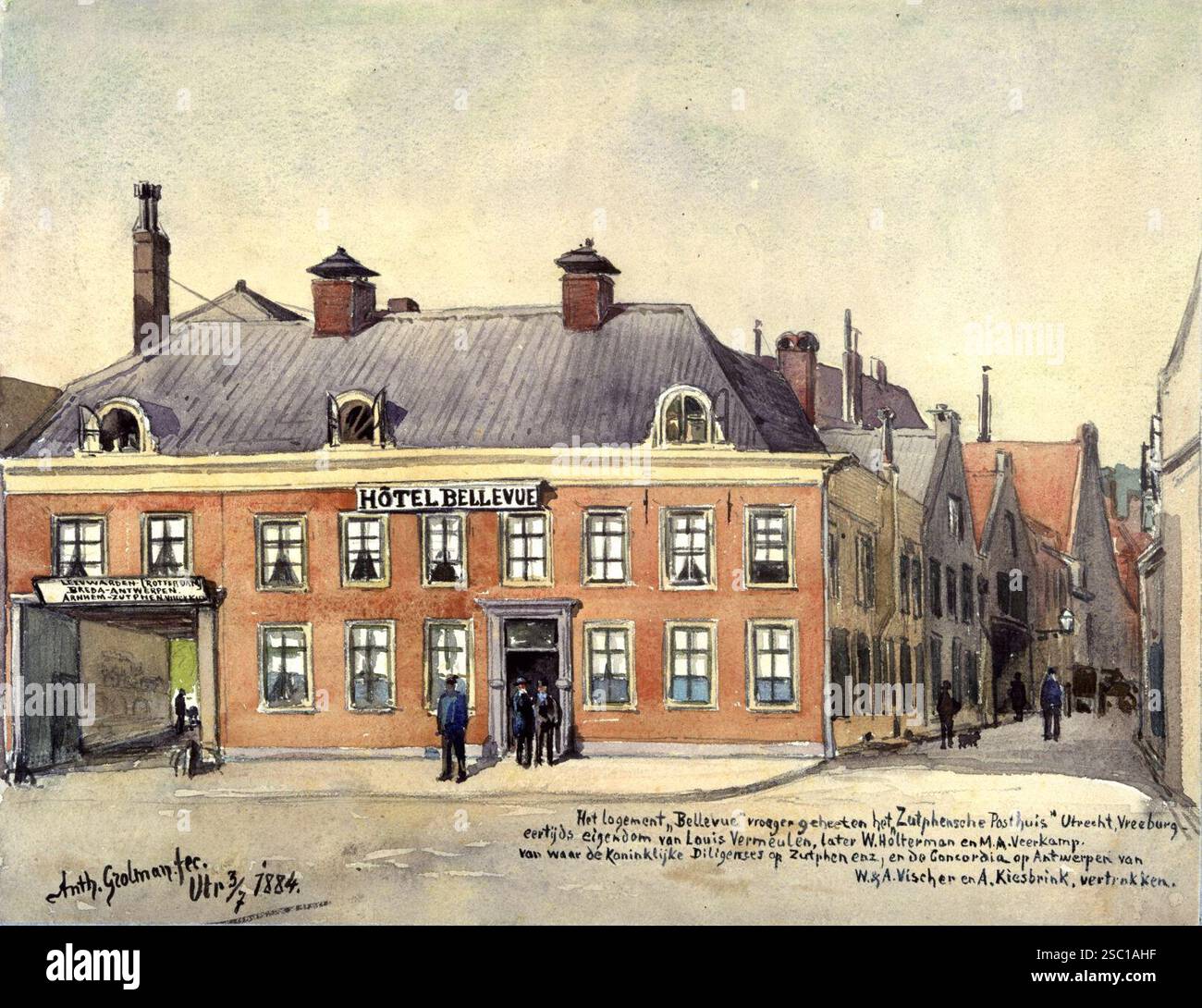 Gezicht op de voorgevel van het hotel Bellevue Vredenburg 4 te Utrecht ...