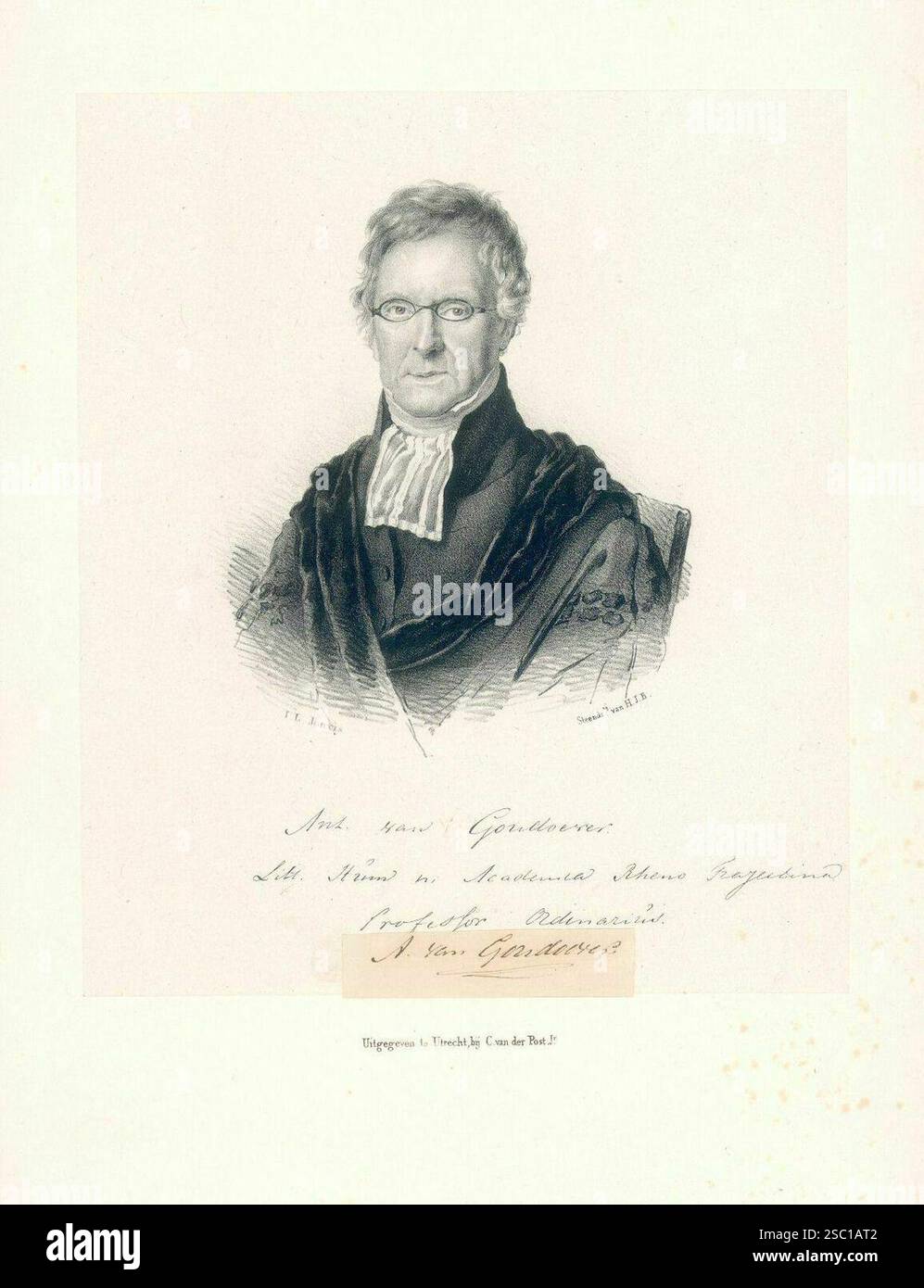 Portret van A van Goudoever geboren 1785 hoogleraar in de wijsbegeerte ...