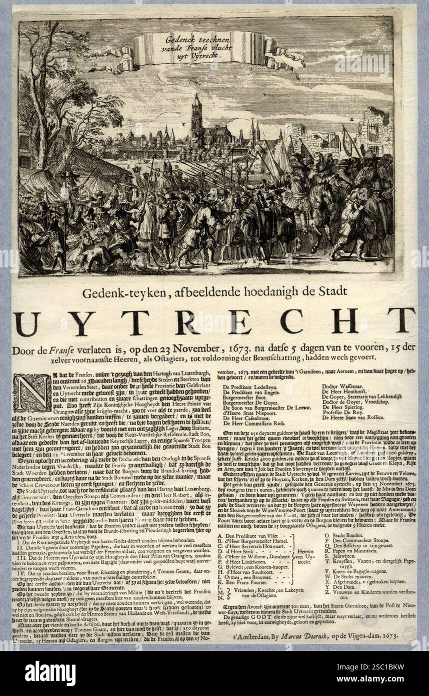 Afbeelding van het vertrek van de Fransen uit Utrecht aan het eind van ...