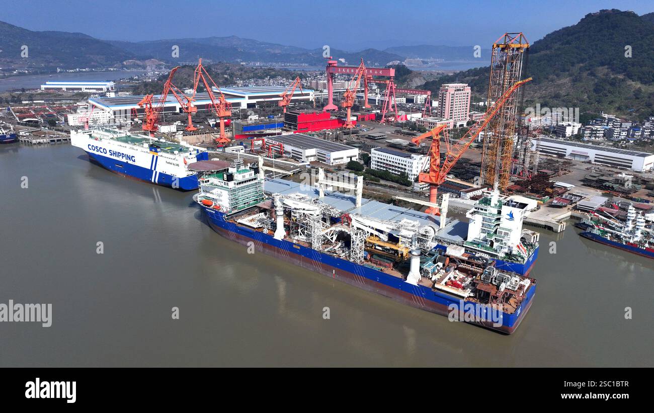 FUZHOU, CHINA - FEBRUARY 5, 2025 - Several large ships are under ...
