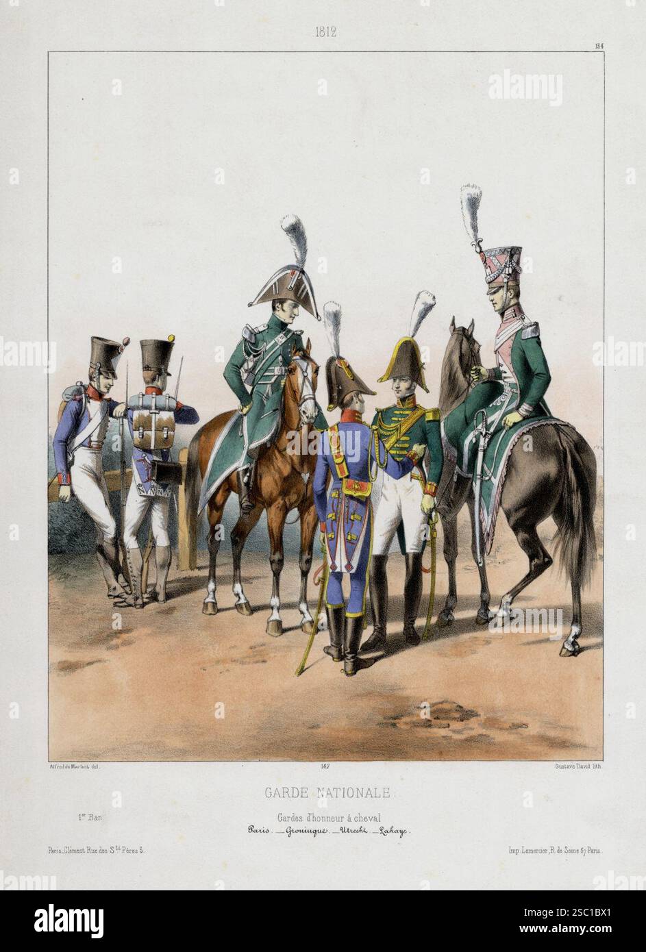 Afbeelding van enige leden van de garde d honneur te voet en te paard ...