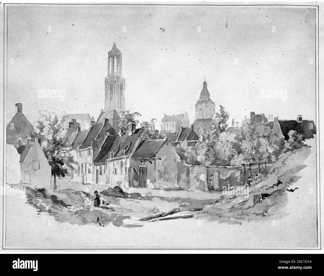 Gezicht in de Bergstraat te Utrecht vanaf de wal met rechts op de ...