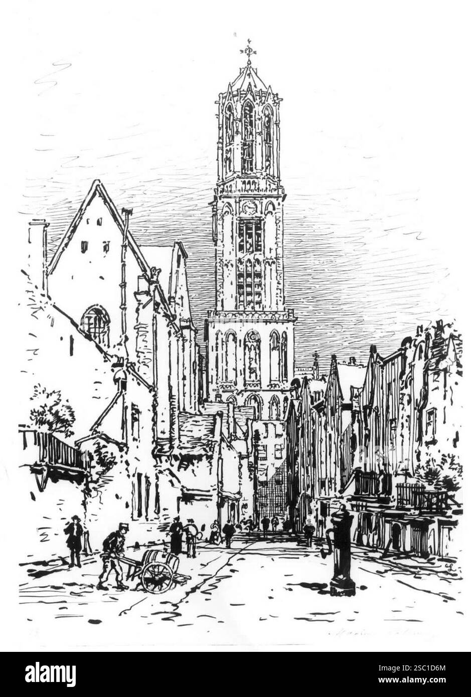 Gezicht op het Buurkerkhof te Utrecht uit het westen met links de ...