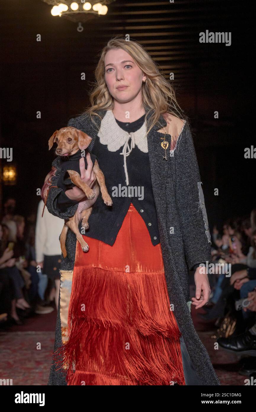 NEW YORK, NEW YORK - FEBRUARY 04: Angelica Hicks walks the runway for ...